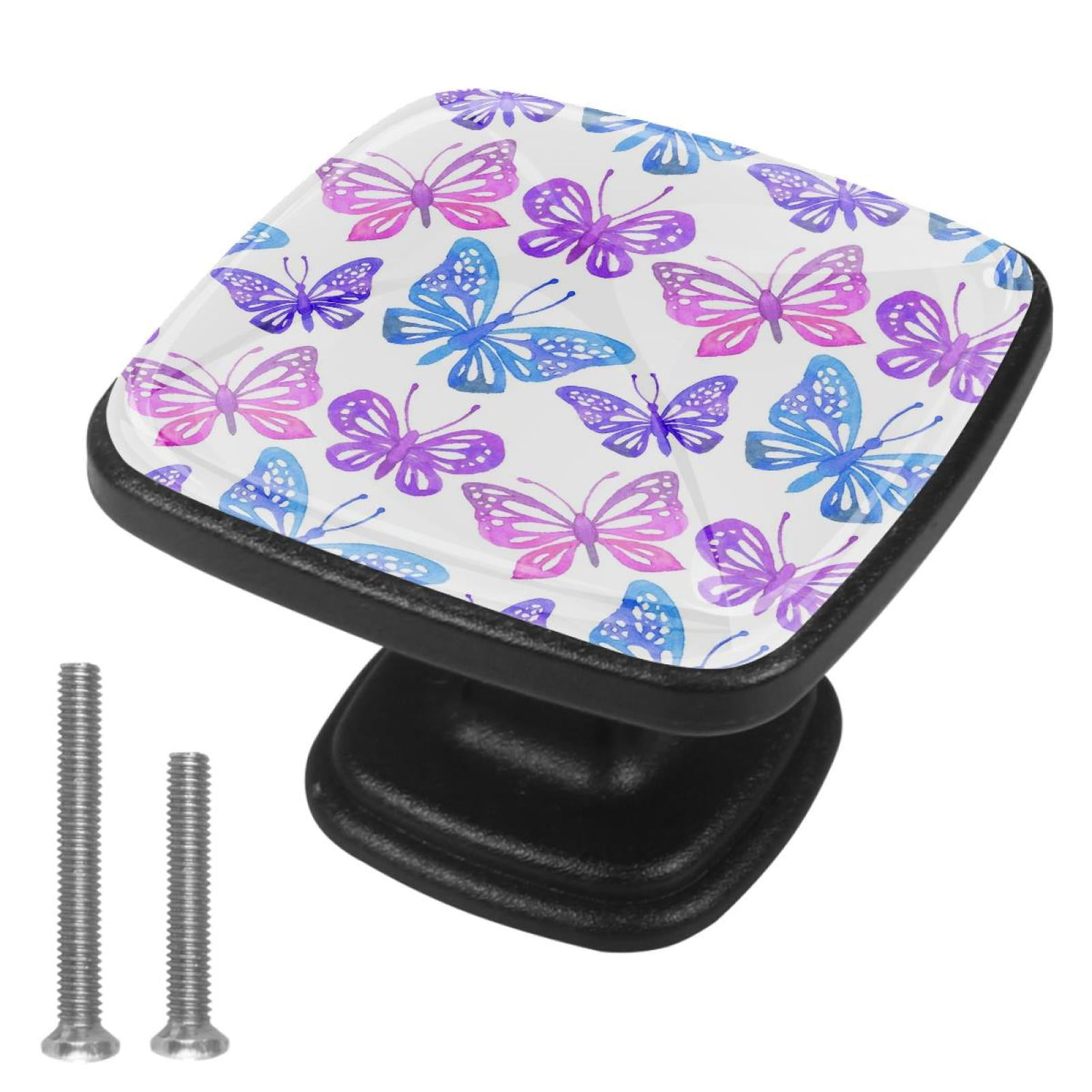 4 Pcs Cabinet Handle Drawer Pulls Watercolor Butterflies Knobs with ...