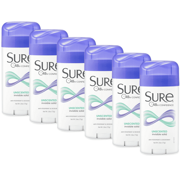 6 Pack - Sure Original Solid Antiperspirant & Deodorant Unscented 2.7oz ...