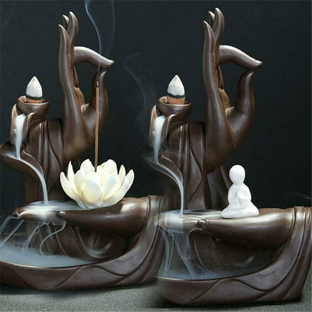 Backflow Incense Burner, Large Lotus Flower/Zen Heart Handmade Ceramic ...