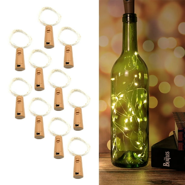 Luces para botellas de vino, 10 luces LED para botellas de vino, cadena ...