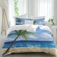 4 Piece Duvet Cover Set Cal king, Summer Beach Coconut Tree Blue Ocean ...