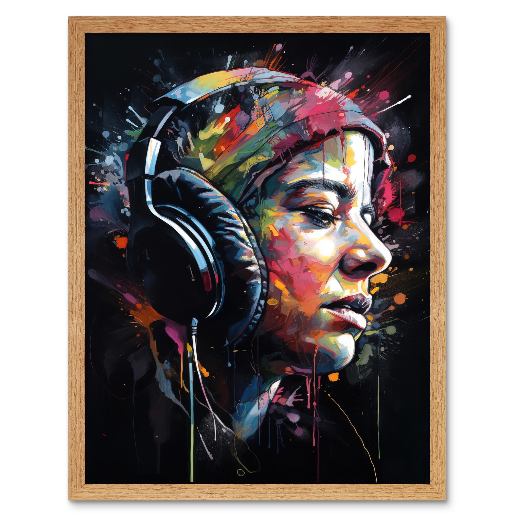 Lost in Melody Listening to Music Through Headphones Modern Acrylic ...