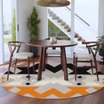 Abstract Art 7FT Round Area Rugs for Living Room Blue Black Orange Line ...