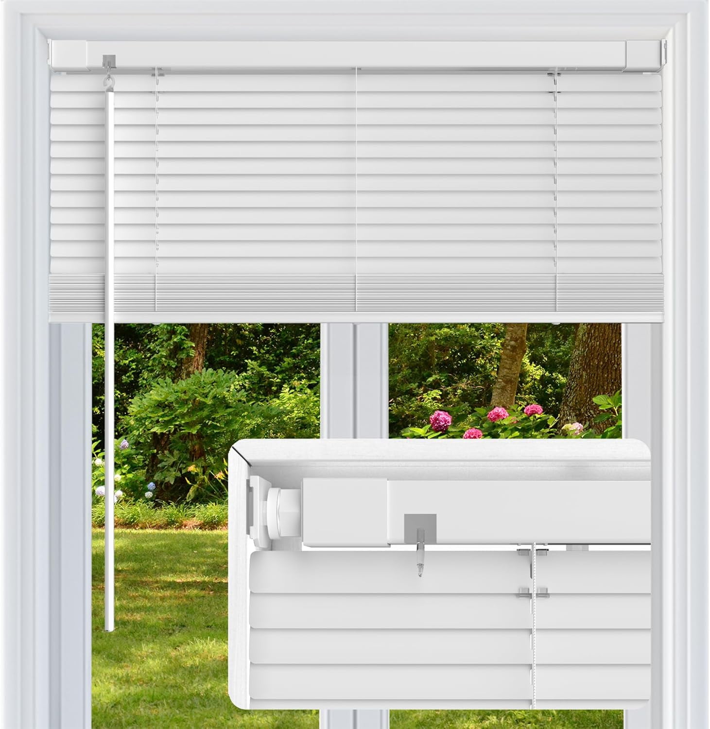 REJODA-No Drill No Tool 1" Vinyl Mini Blinds, Light Filtering ...