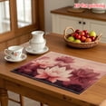 4pcs set Rectangle placemats,Pink and red lotuses pattern Flax table ...