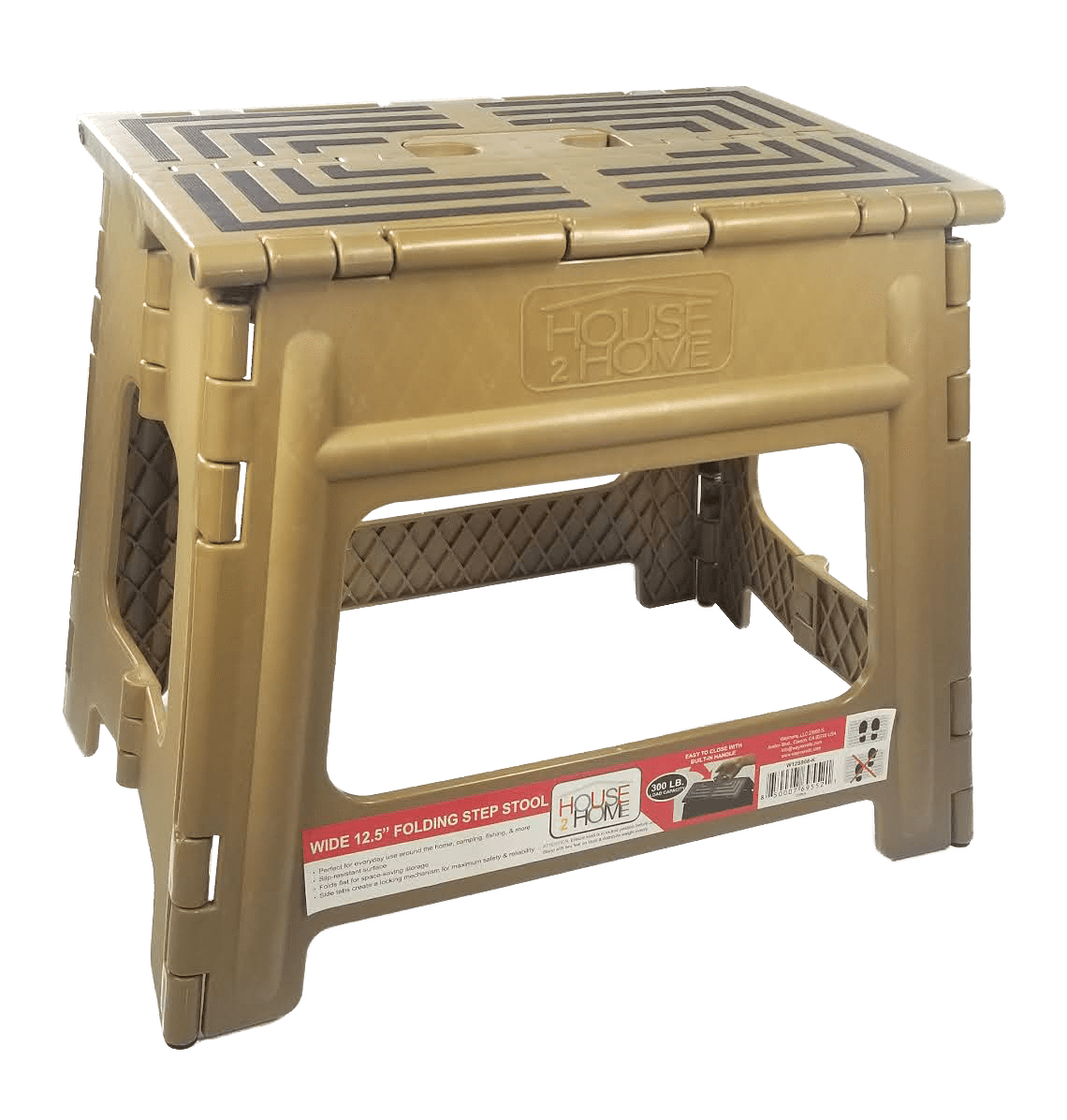 House 2 Home, Wide 12.5" Plastic 1 Step Folding Step Stool Khaki ...