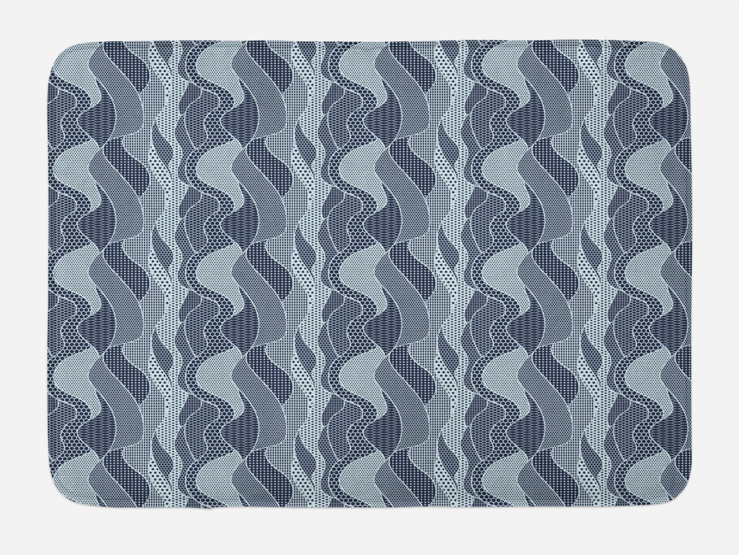 Abstract Bath Mat, Wavy Pattern with Circles Curves Dots and Hexagons ...