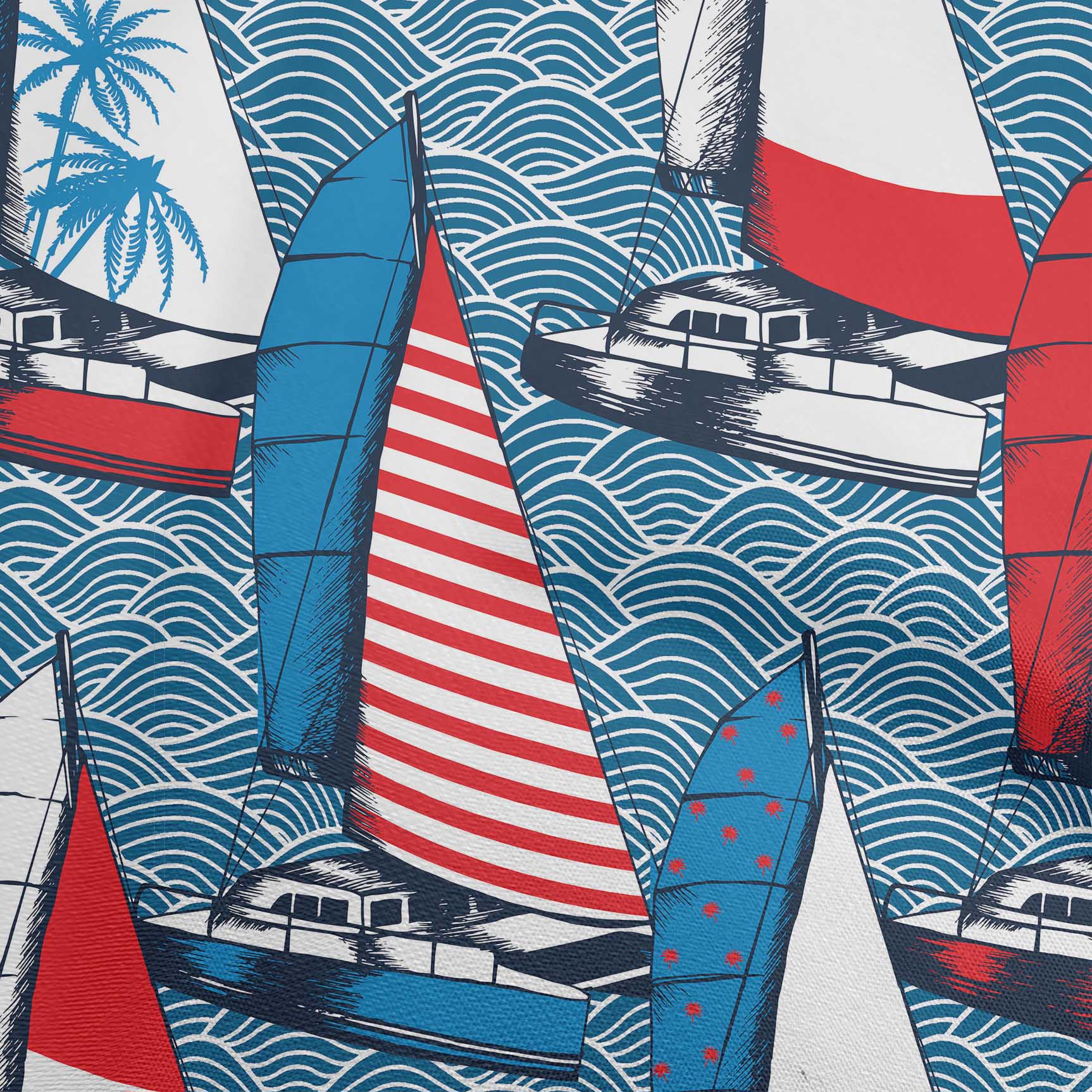 oneOone Silk Tabby Teal Blue Fabric Nautical Fabric For Sewing Printed ...