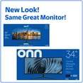 onn 34" Curved Ultrawide WQHD (3440 x 1440p) 120Hz Bezel-Less Office ...
