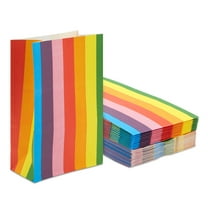 36 Pack Rainbow Striped Paper Gift Bags for Kids Unicorn Birthday ...
