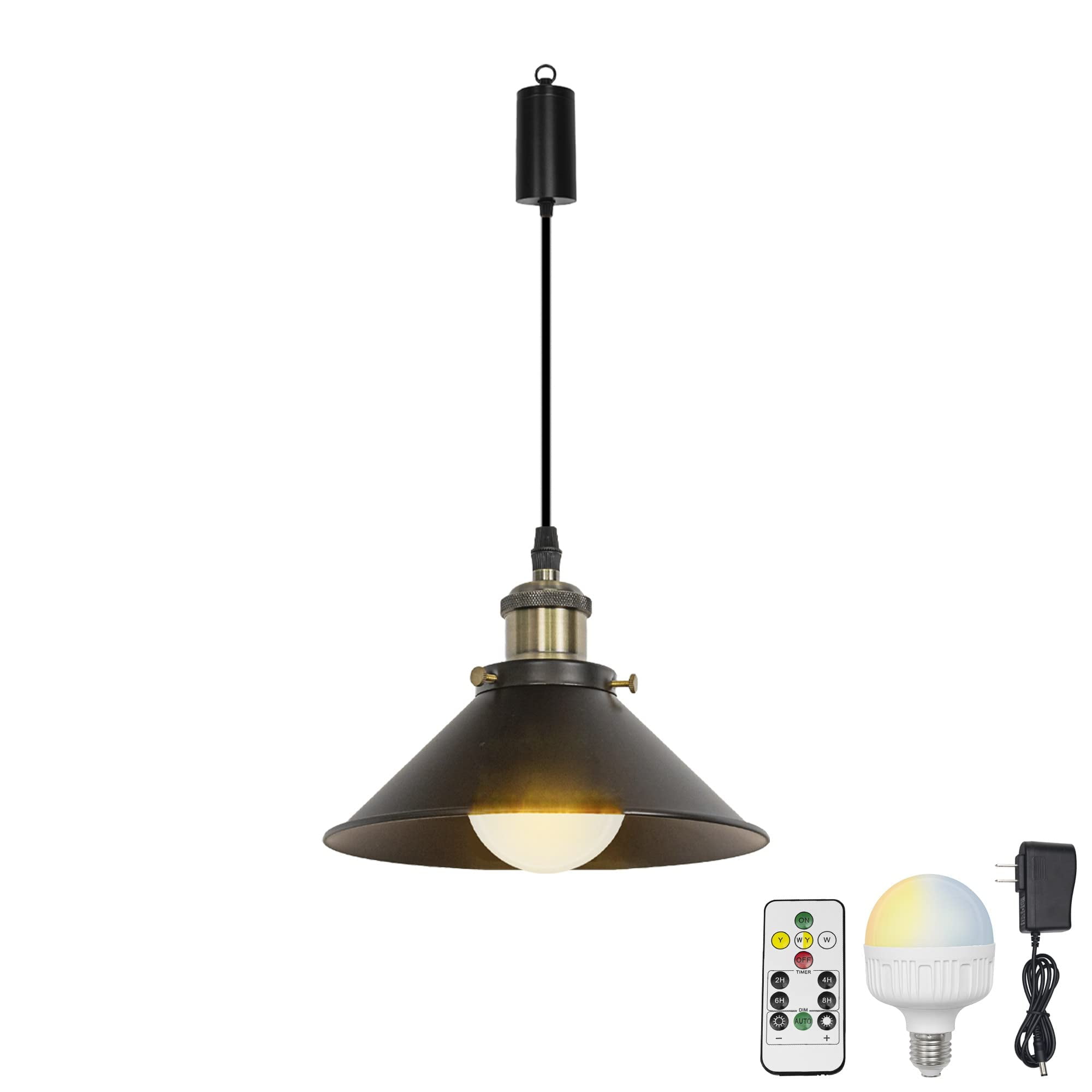 FSLiving Dimmable Hanging Light with Rechargeable Battery Operated LED ...