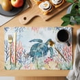 Blue Sea Turtle Cotton Linen Placemats Set of 1, Watercolor Rustic Red ...