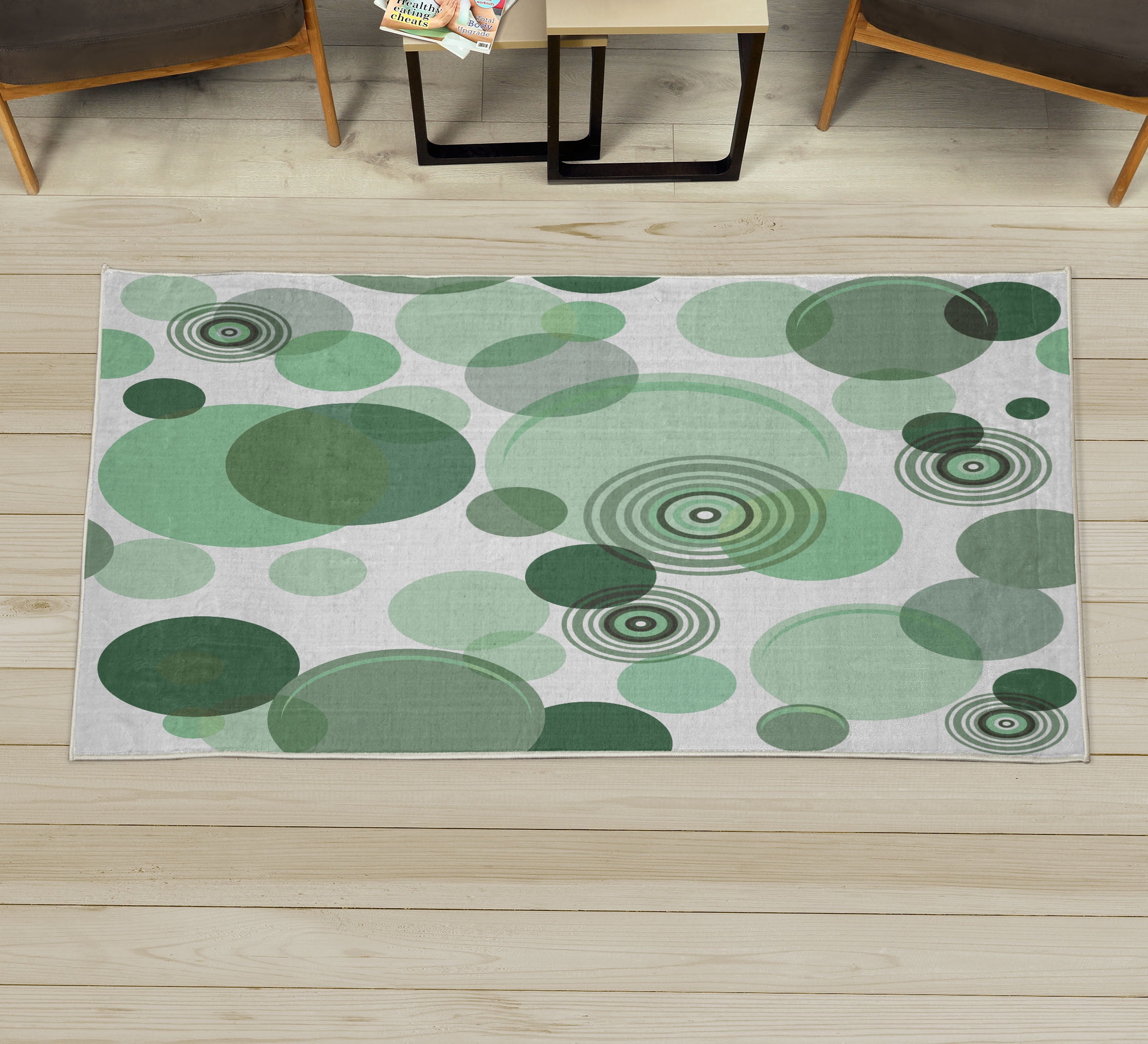 Earth Tones Decorative Rug, Abstract Pastel Pattern with Overlapping ...