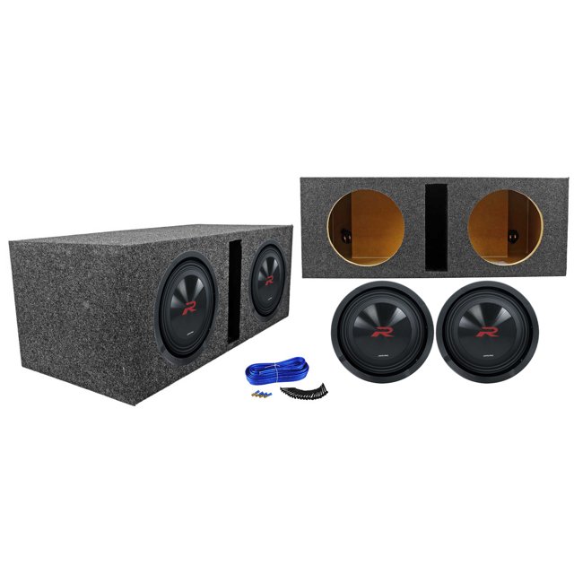 2) Alpine R2-W10D2 10" Type-R 750w Car Audio Subwoofers+Vented Sub Box ...