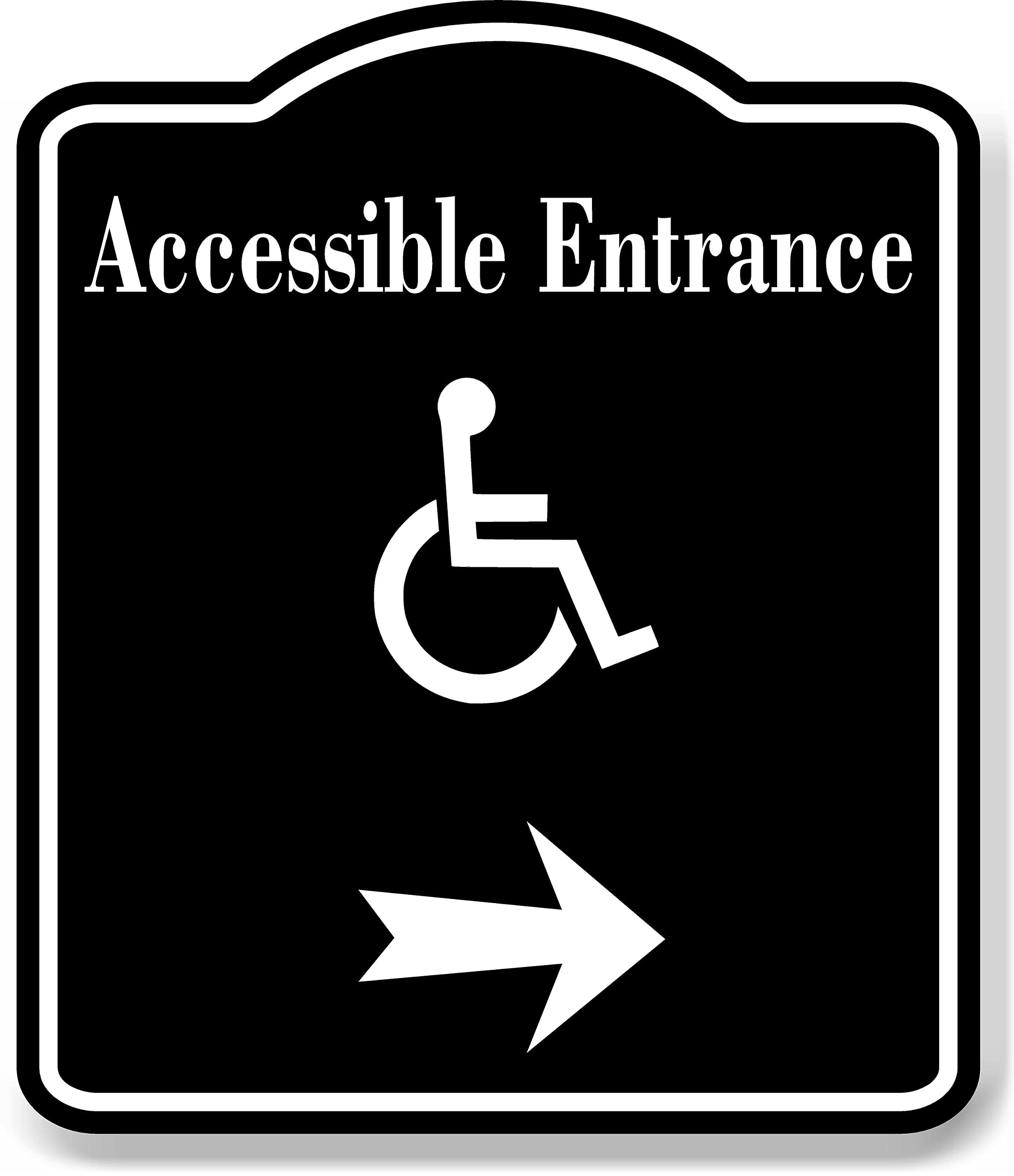 Accessible Entrance Handicap Right Arrow BLACK Aluminum Composite Sign ...