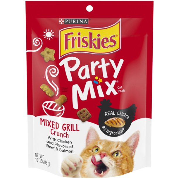 Friskies Party Mix Crunch Cat Treats Mixed Grill Crunch 10 oz. Pouch ...