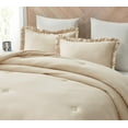Chezmoi Collection Nora 3-Piece Light Sand Ruffled Edge Trim Microfiber ...