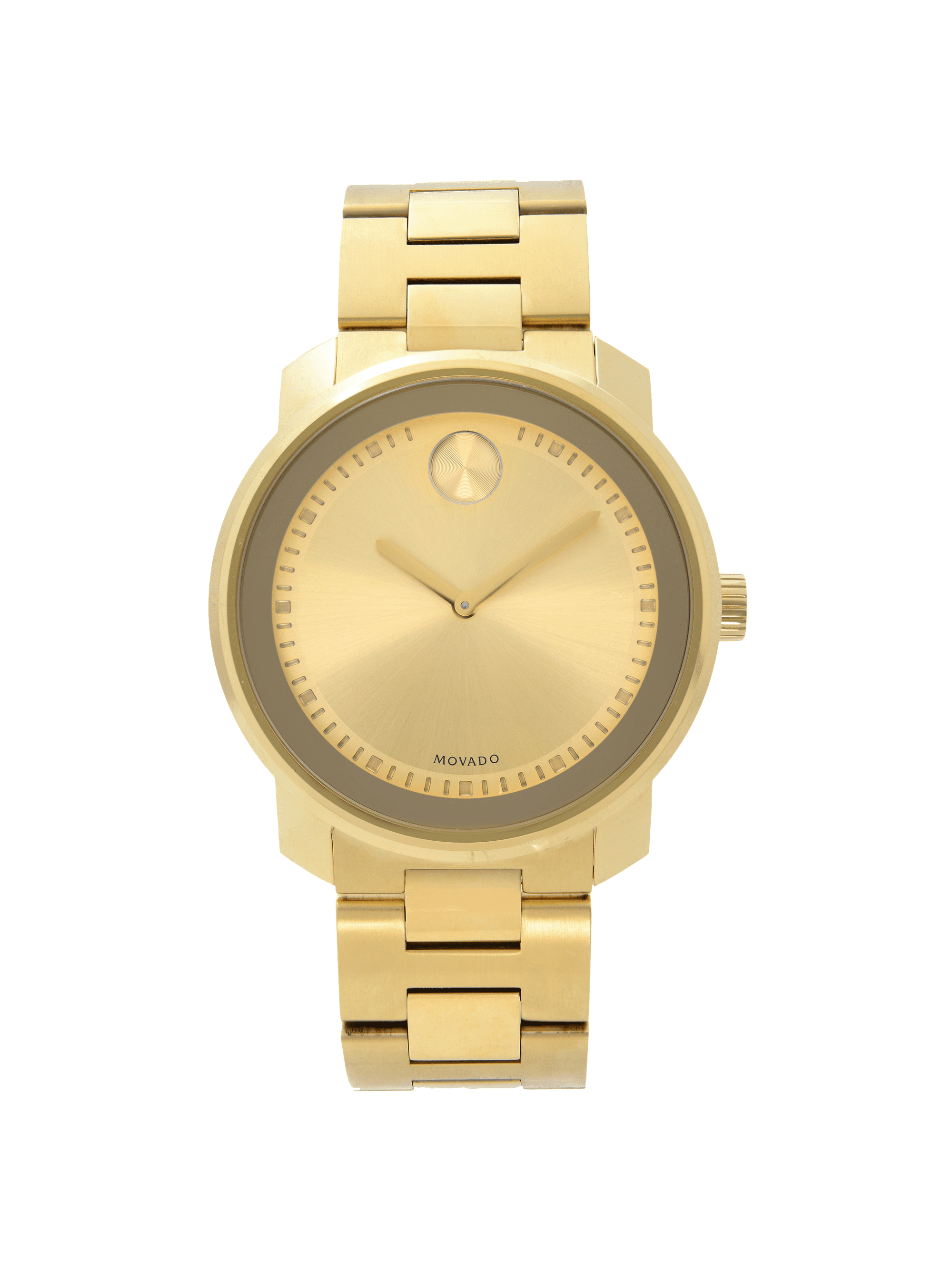 Movado Bold Yellow Gold-Plated Steel Champagne Dial Quartz Mens Watch ...