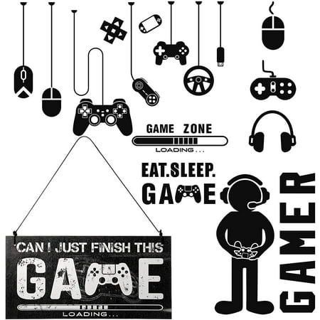HTWW Game Elements Combination, Gamer Wall Decals Gamer Controller Wall ...