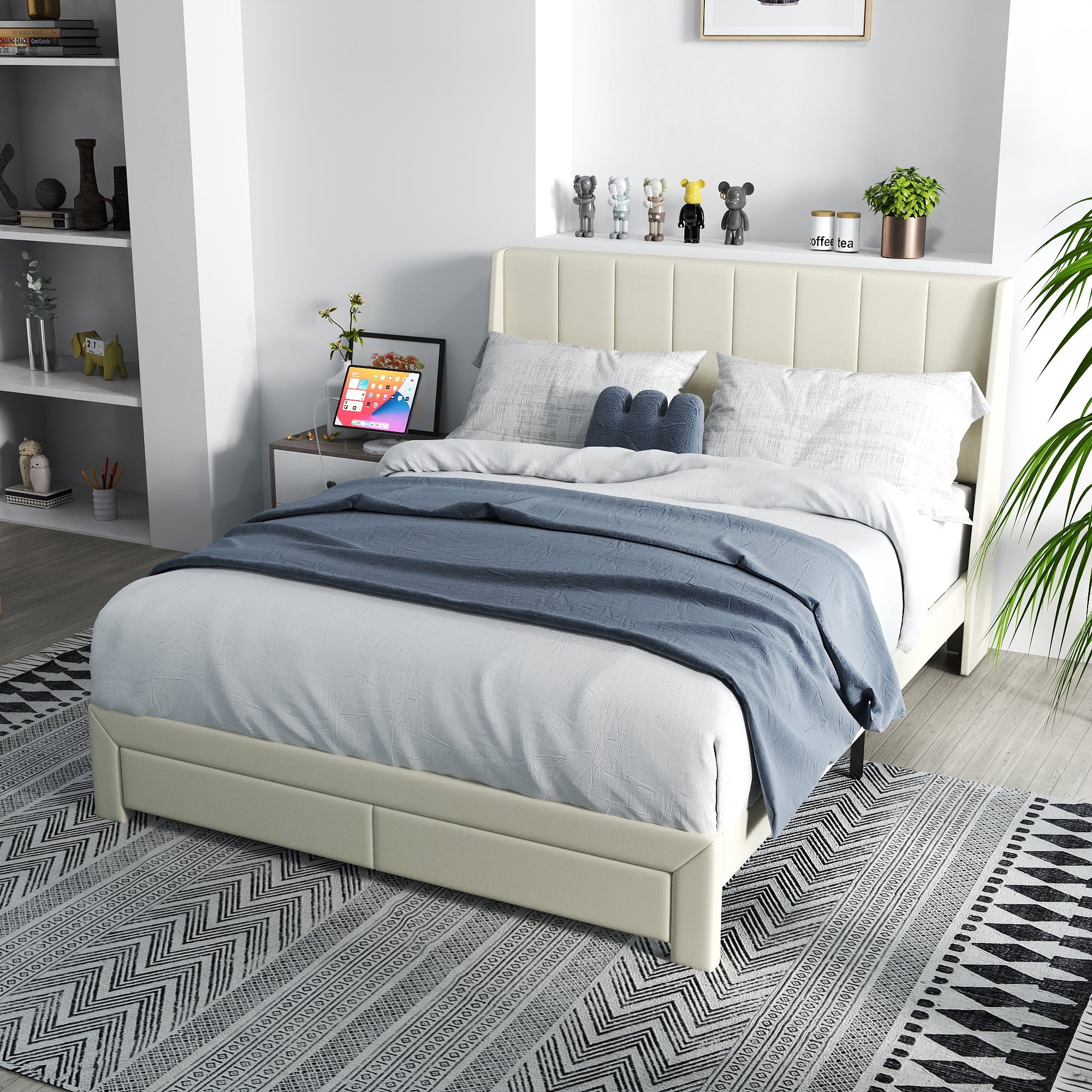 Click here for Homy Casa Queen Size Upholstered Platform Bed Fram... prices