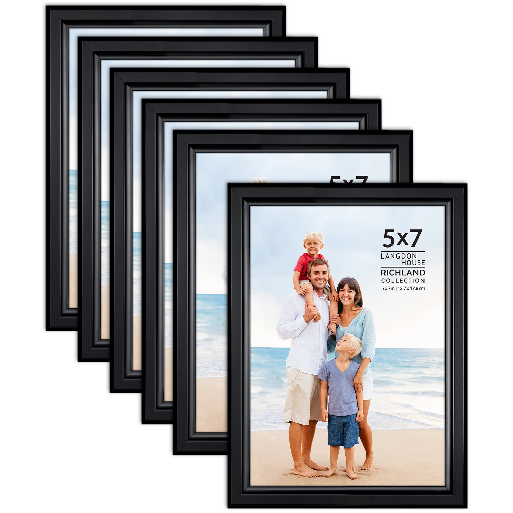 Langdon House 5x7 Black Picture Frames, Modern Contemporary Style, 6 ...