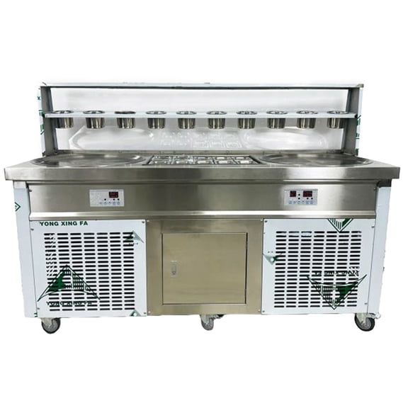 Kolice Commercial 22" Double Round Pans Fried Ice Cream Rolled Machine ...