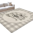 Elephant 5'x8' Rug for Bedroom Under Queen Bed Placement, Gray Plaid ...