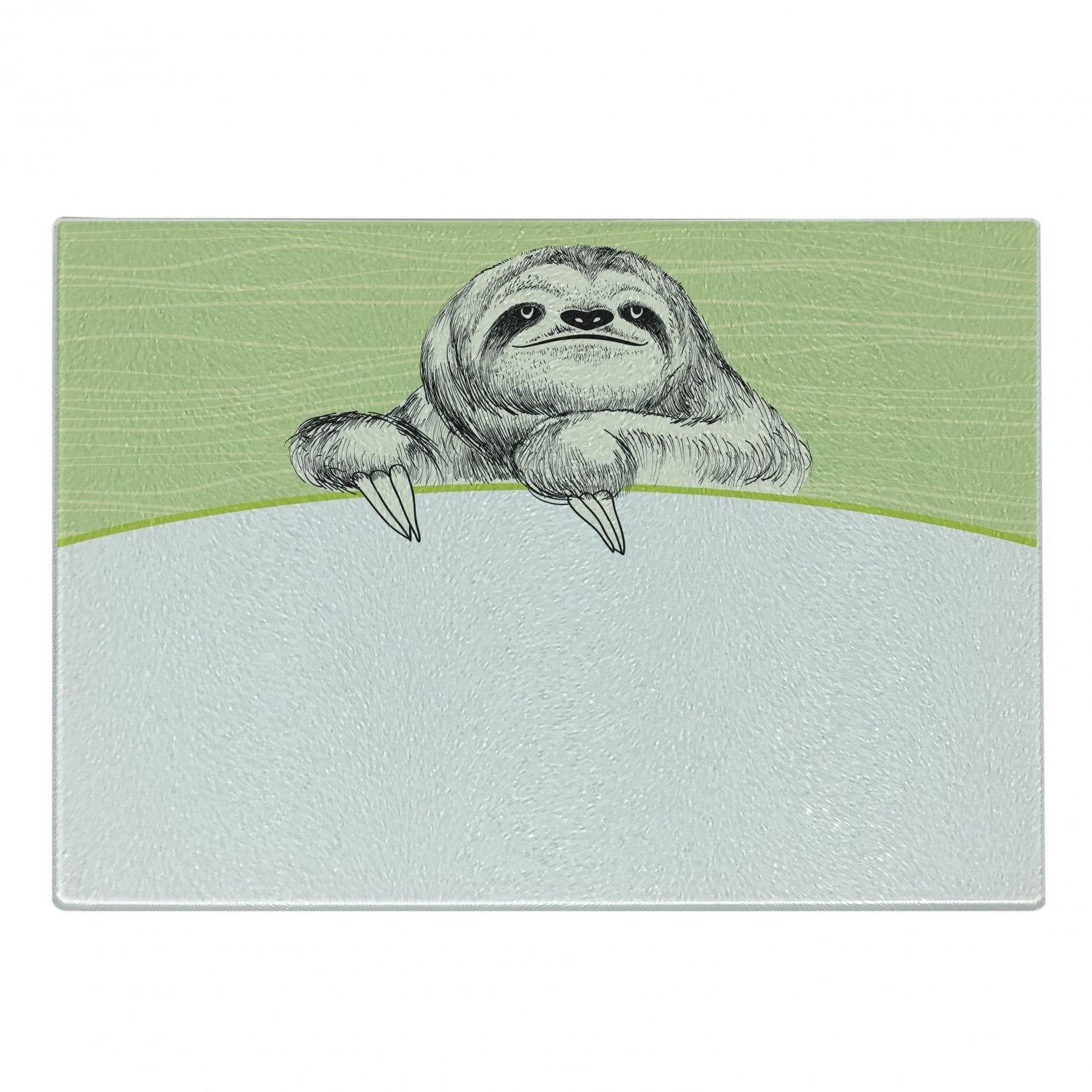 Sloth Cutting Board, Hand Drawn Sluggish Animal Sloth on Green Abstract ...