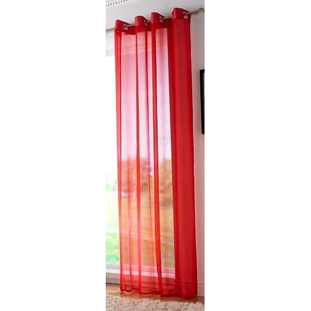 Plain Voile Eyelet Panel. Including Free Tie Back-Red-150cm x 274cm ...