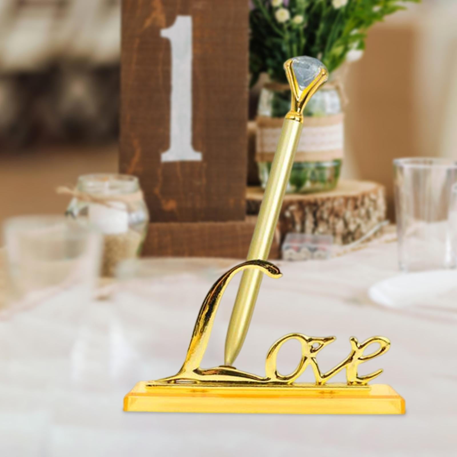 Wedding Pen Guest Book Signing Pen with Stand Base Metal Writing Pen ...