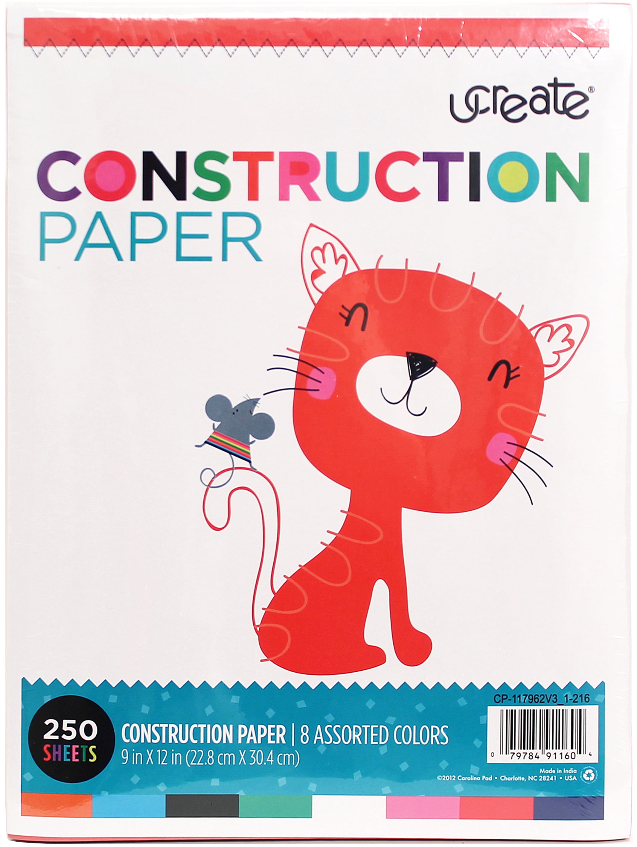 U-Create Construction Paper 9"X12" 250/Pkg-8 Assorted Colors | Walmart ...