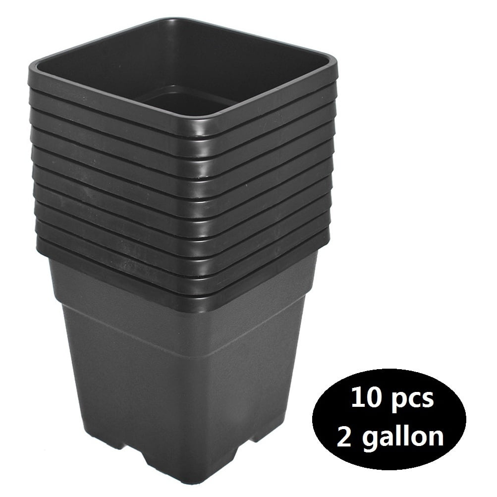 10Pcs Black 2 Gallon Square Seedling Pots Plastic Plant Pots Seedling ...