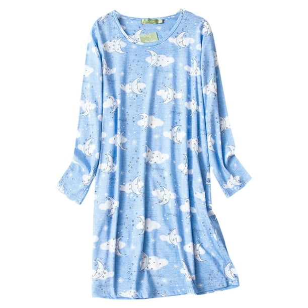 American Trends Womens Long Sleeve Nightgowns Cotton Nightgowns Sleep ...