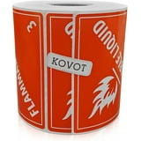 KOVOT 4"x4" Flammable Liquid DOT (Class 3) Hazardous Materials Warning ...