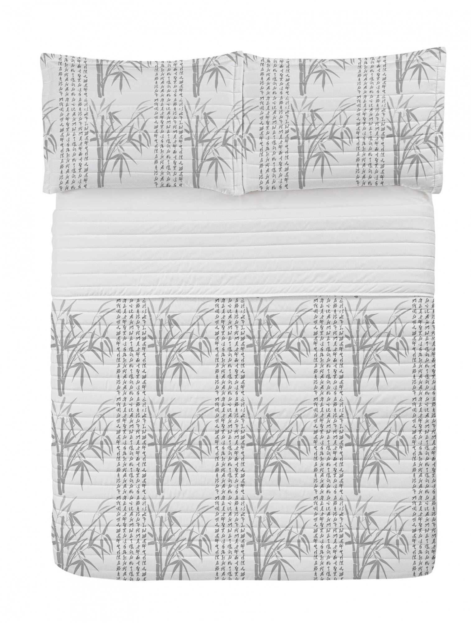 East Microfiber Bedspread Set, Repeating Hieroglyphs Bamboo Leaves ...