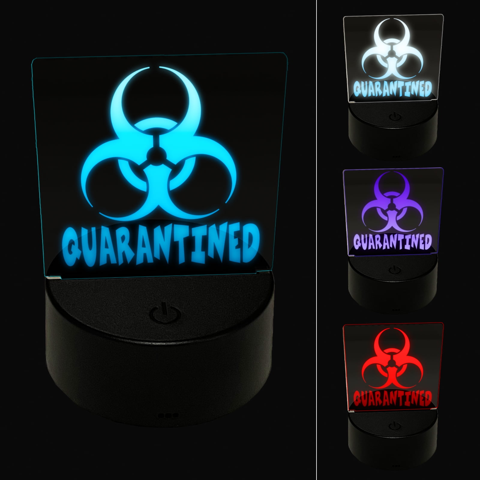 Quarantined Biohazard Symbol LED Night Light Sign 3D Illusion Desk ...