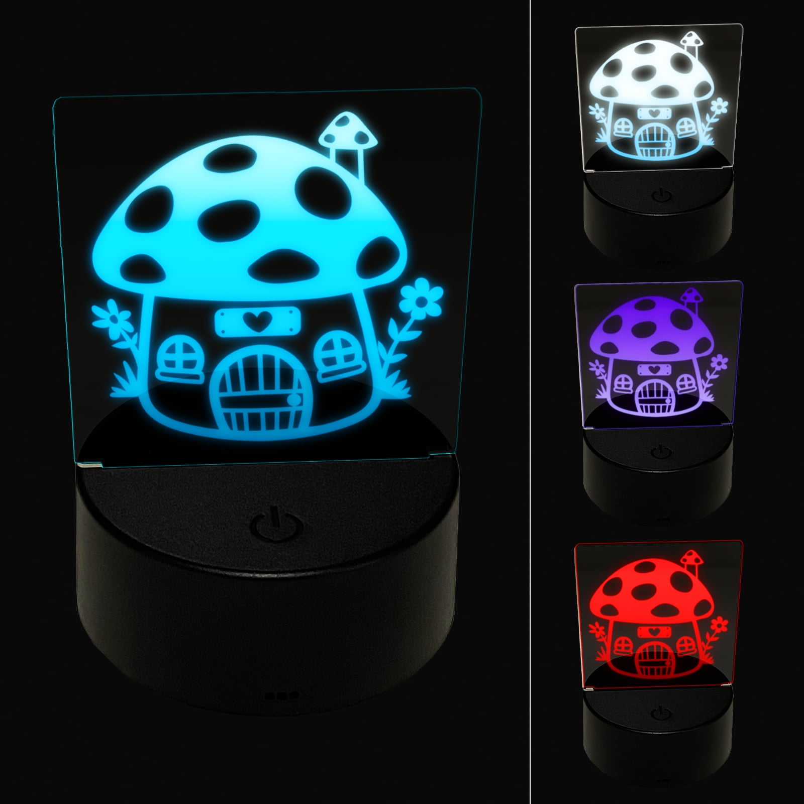 Cute Mushroom Gnome Home LED Night Light Sign 3D Illusion Desk ...