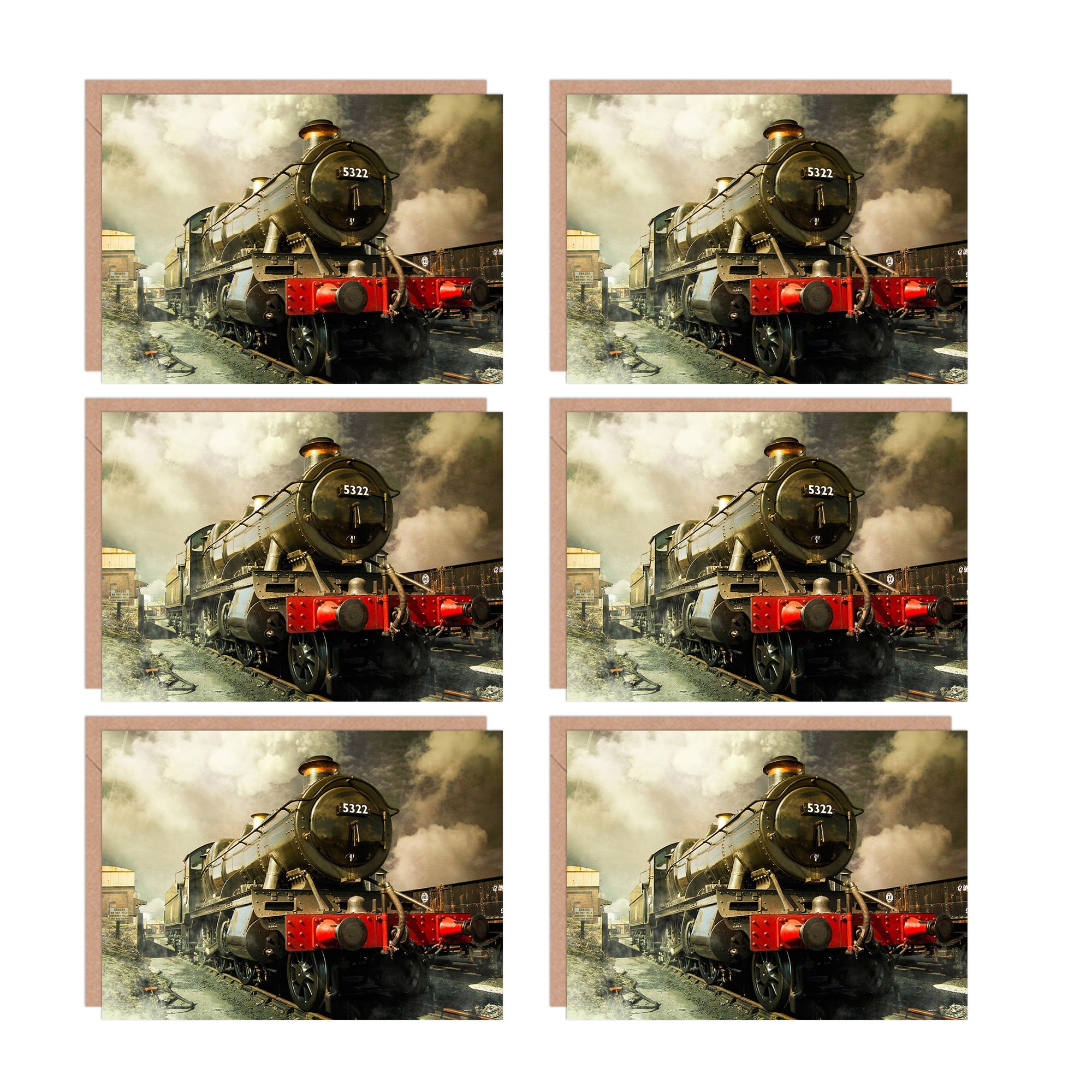Steam Train Railway Colour Photo Blank Greeting Cards With Envelopes Pack of 6 - Walmart.com