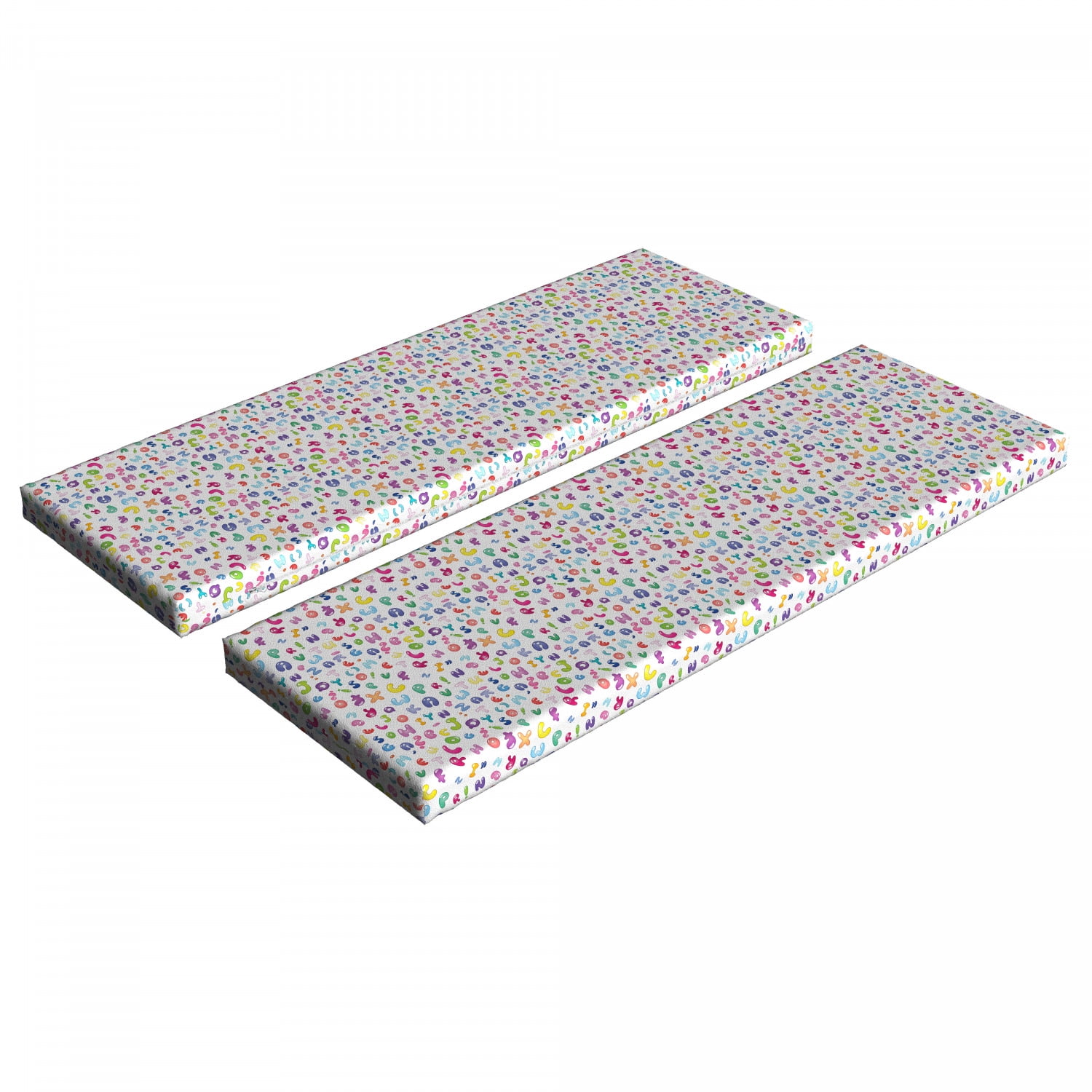 ABC Bench Cushion Set of 2, Colorful Alphabet Abc Bubble Letters Doodle ...