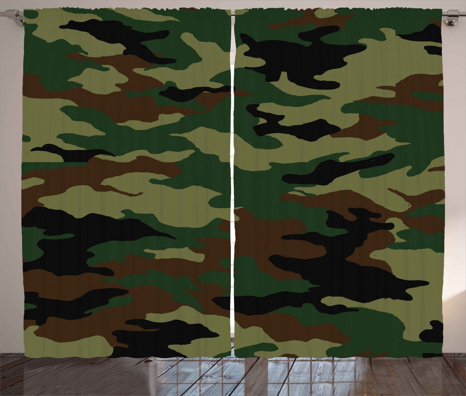 Camo Curtains 2 Panels Set, Fashionable Graphic Uniform Inspired ...