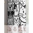 Black Line Dog Cat Sheer Curtains for Living Room Bedroom Cartoon Cute ...