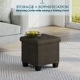 Hearth & Harbor Ottoman Storage Bench, Linen 15" Foot Stool Ottoman ...