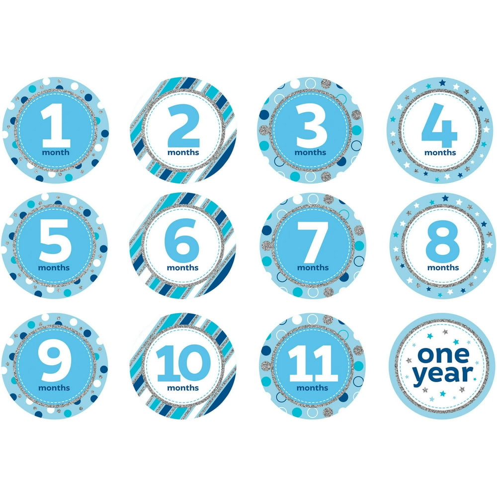 1st Birthday Boy Countdown Stickers, 12 pk - Walmart.com - Walmart.com