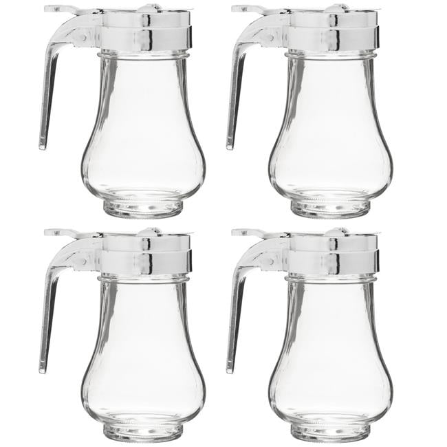 4 Syrup Dispensers 6.75oz (200mL)|Glass Bottle No-Drip Pourers for ...