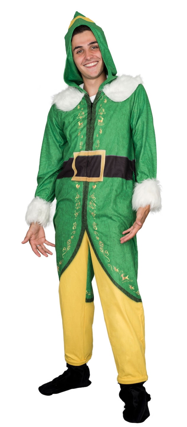 Elf Buddy Costume Pajama Adult Union Suit - Walmart.com