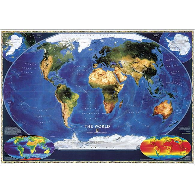 National Geographic RE00622011 Satellite World Map - Laminated ...