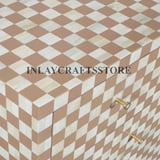 LAKECITY ARTS Bone Inlay Checker Board 7 Drawers Chest Almond, Bone ...
