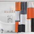 Abstract Orange Black Grey Block Shower Curtain Set, Waterproof Shower ...