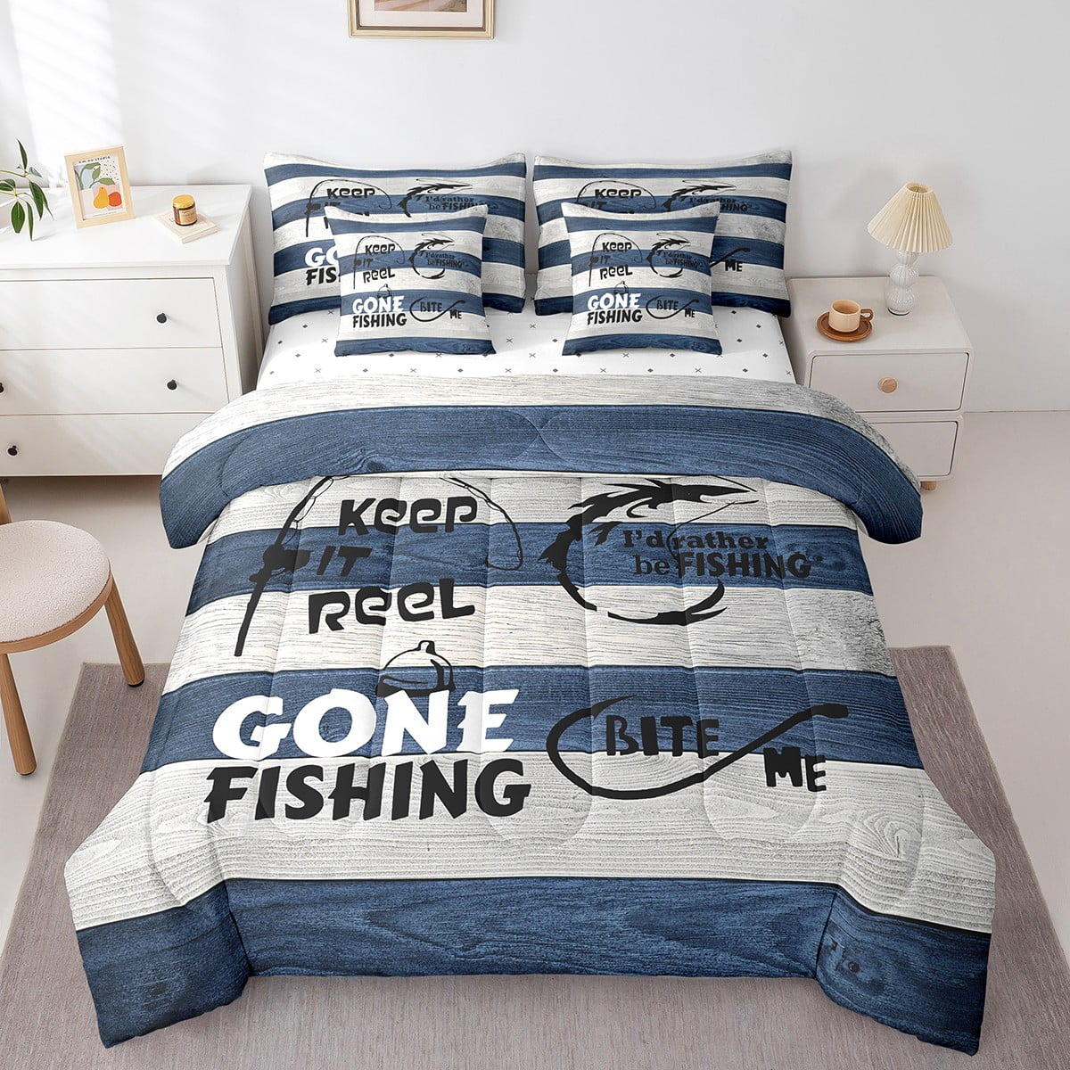 Click here for Yst 7pcs Comforter Set Queen Size  Fishing Theme B... prices