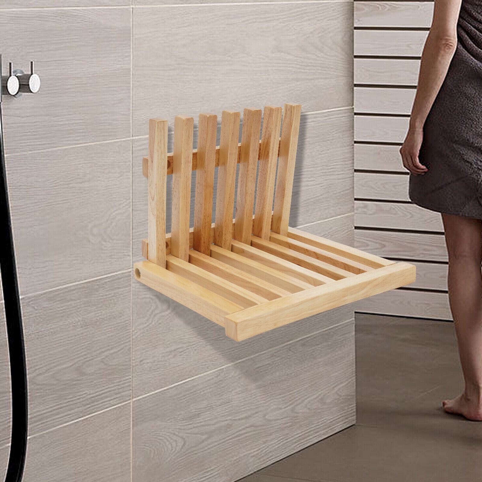 Wall Mounted Folding Stool Bathroom Shower Chair Seat Shoe Changing ...